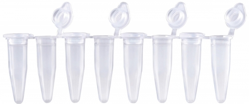 αPlastic PCR 8-well strip tube 0.2, Attached Flat Frosted Caps ...